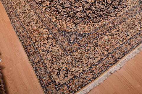 Persian Nain Blue Rectangle 10x14 ft Wool Carpet 105891 | SKU 105891