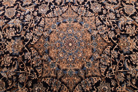 Persian Nain Blue Rectangle 10x14 ft Wool Carpet 105891 | SKU 105891