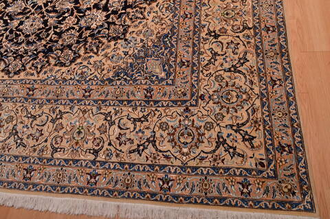 Persian Nain Blue Rectangle 10x14 ft Wool Carpet 105891 | SKU 105891