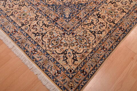 Persian Nain Blue Rectangle 10x14 ft Wool Carpet 105891 | SKU 105891