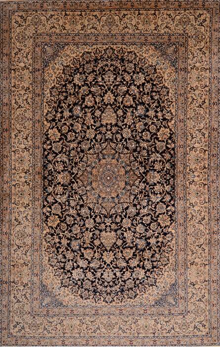 Persian Nain Blue Rectangle 10x14 ft Wool Carpet 105891 | SKU 105891