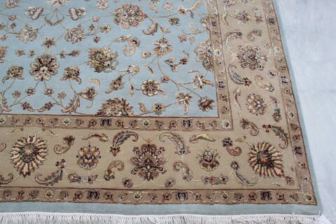 Indian Jaipur Blue Rectangle 8x10 ft Wool and Silk Carpet 136629 | SKU ...